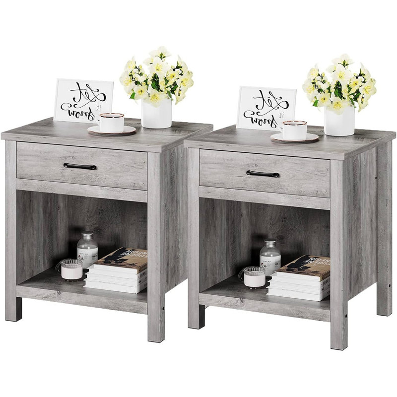 Grey nightstand set of 2 store